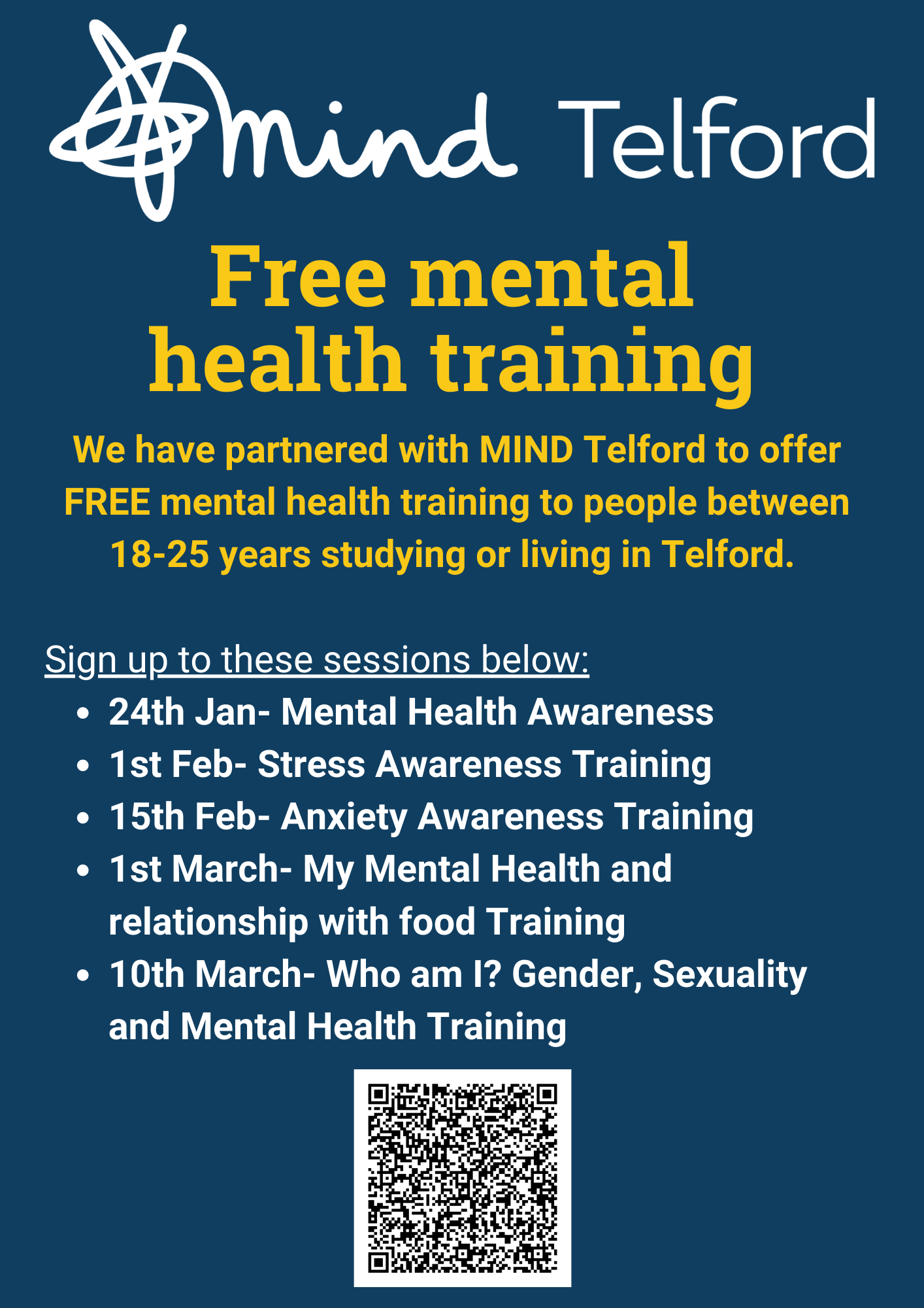 January 2023 | Telford MIND free mental health training for students ...