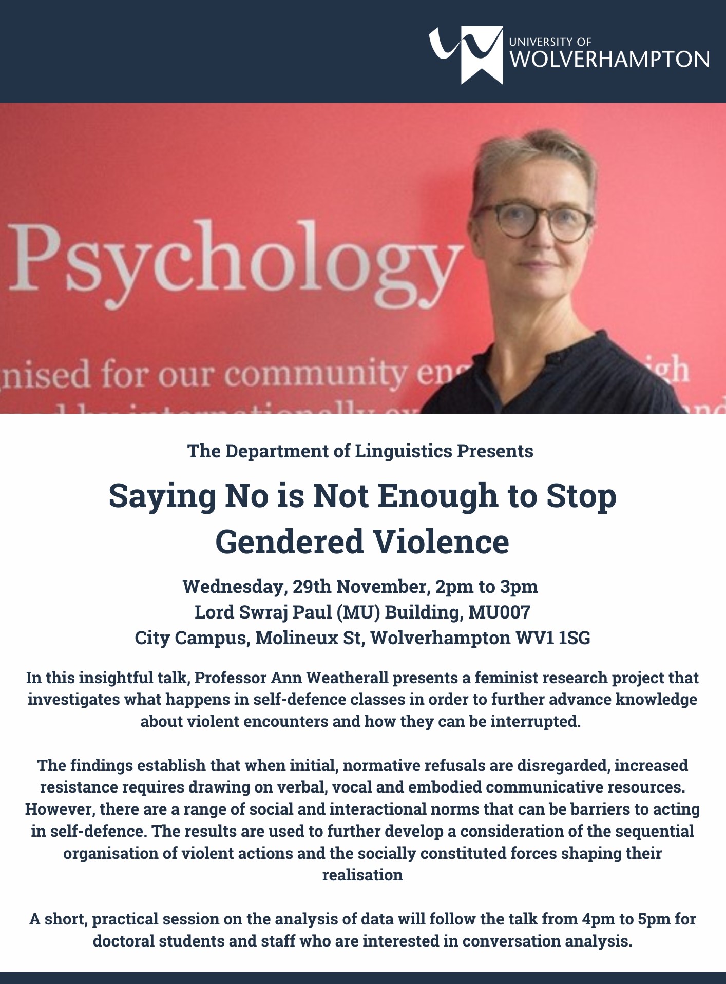 November 2023 | Guest talk on Gendered Violence by Professor Ann ...